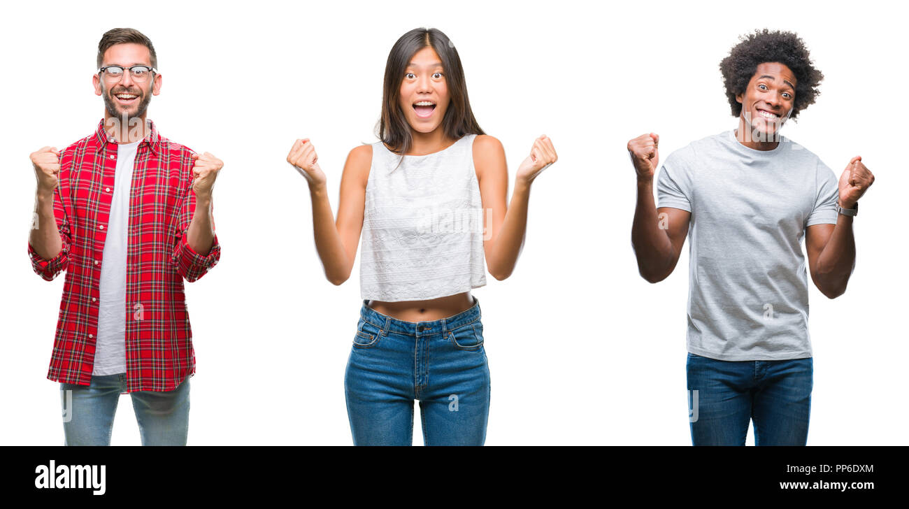 Collage of group of Chinese, african american, hispanic people over ...