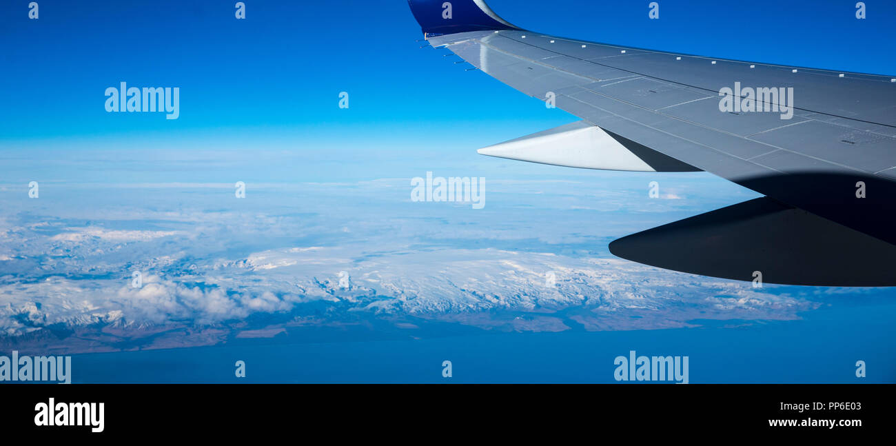 Generic image of aeroplane in flight over Iceland Stock Photo - Alamy