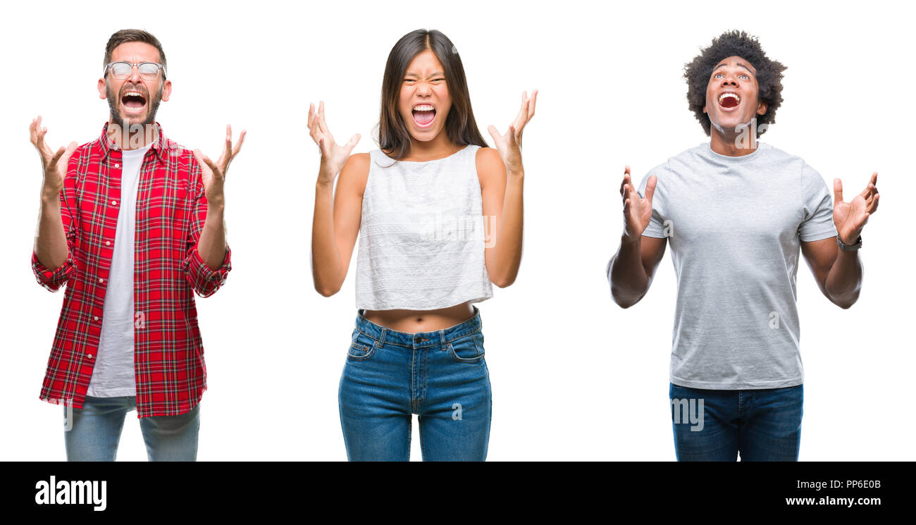 Collage of group of Chinese, african american, hispanic people over ...