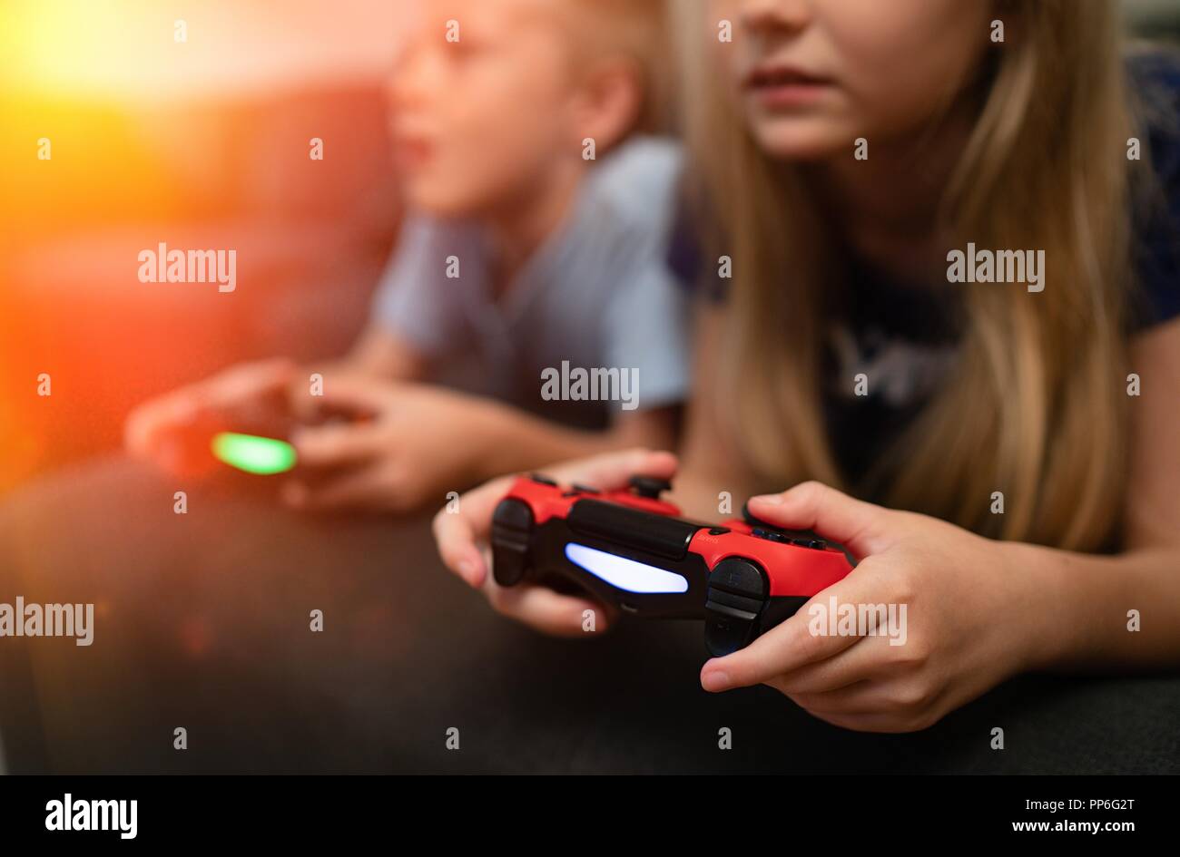 Children playing video games Stock Photo - Alamy
