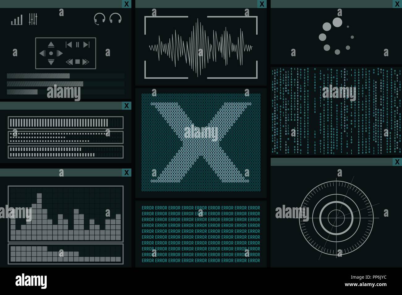 Hackers computer program. Screen window. Vector illustration Stock ...