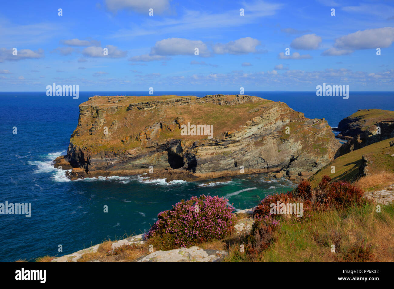 Tintagel island Cornwall from south west coast path North Cornish ...