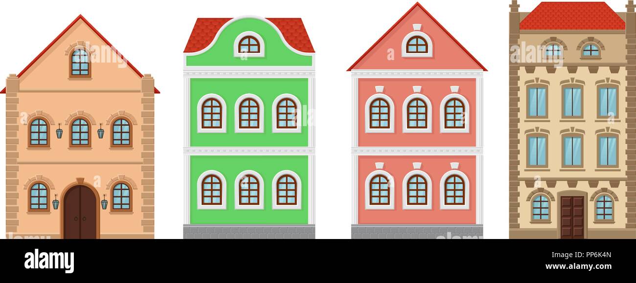 Buildings. Old european houses. Colored set Stock Vector Image & Art ...
