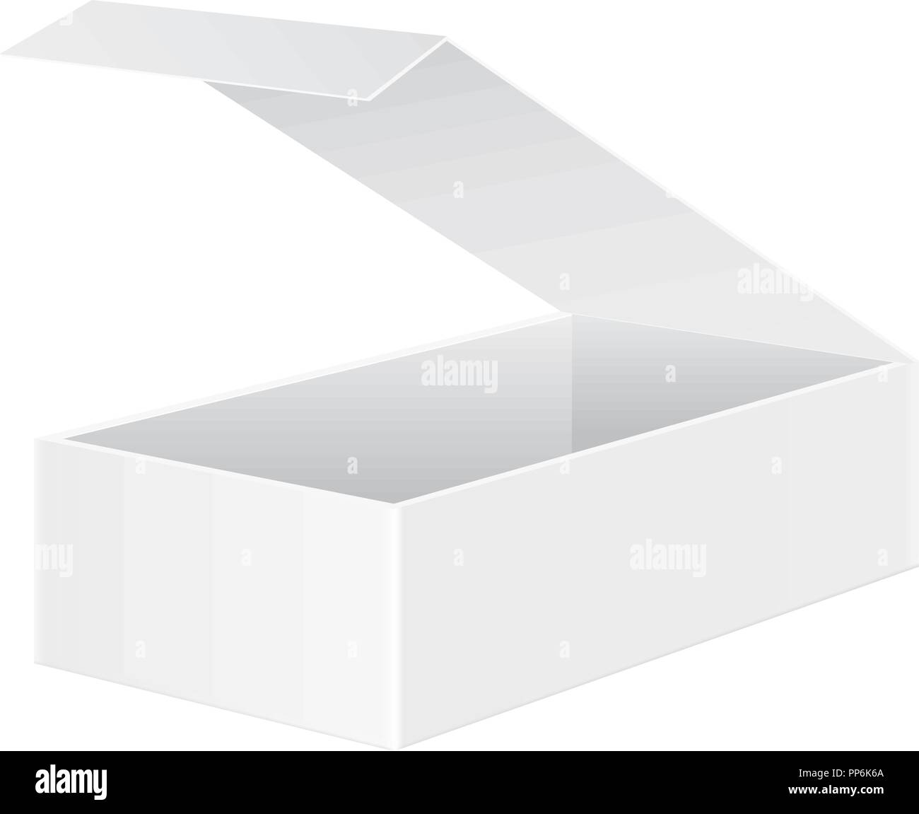 Open white box mockup. Vector 3d illustration isolated on white ...