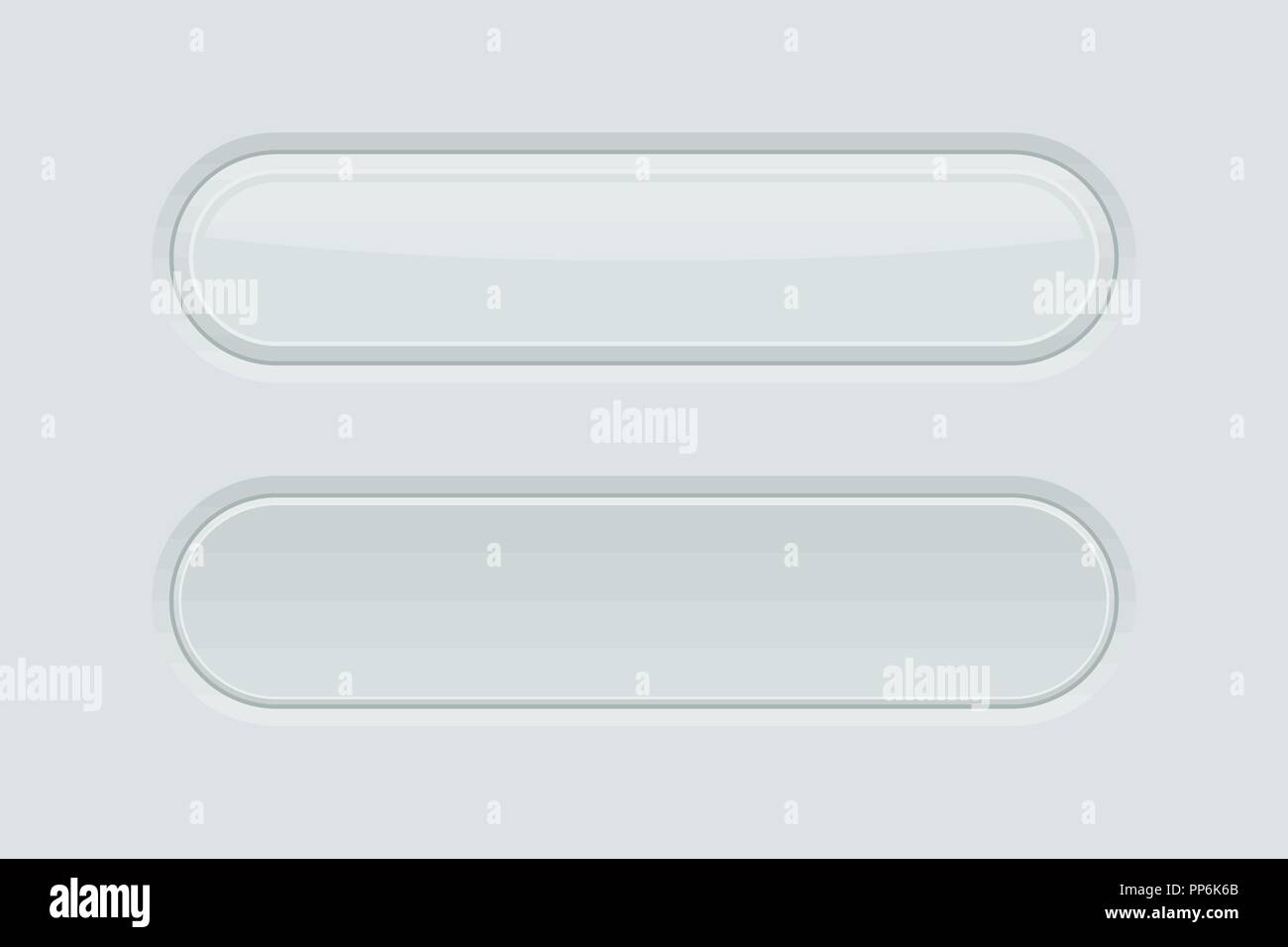 White rectangle buttons. Normal and pushed. 3d web interface elements ...
