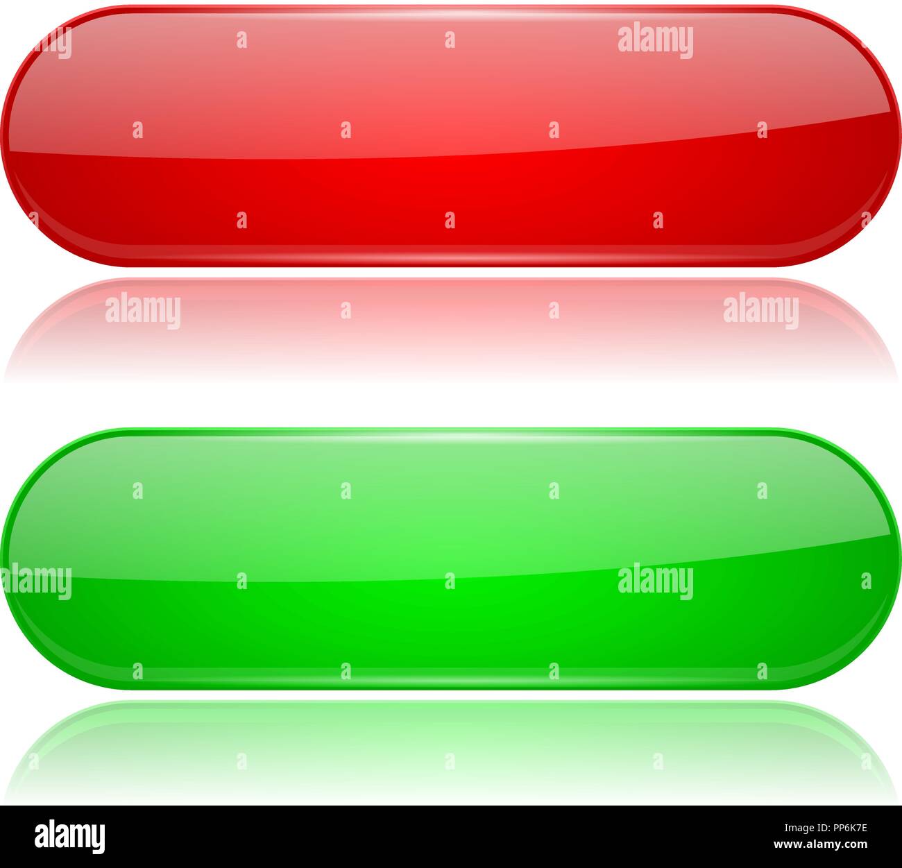 Colored oval buttons. 3d glass menu icons. Red and green Stock Vector ...
