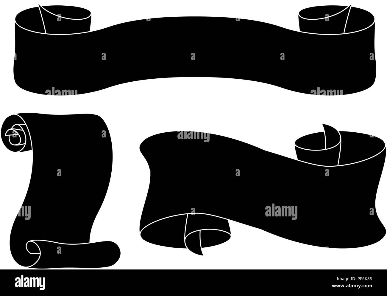 Scrolls. Black outline icons Stock Vector Image & Art - Alamy
