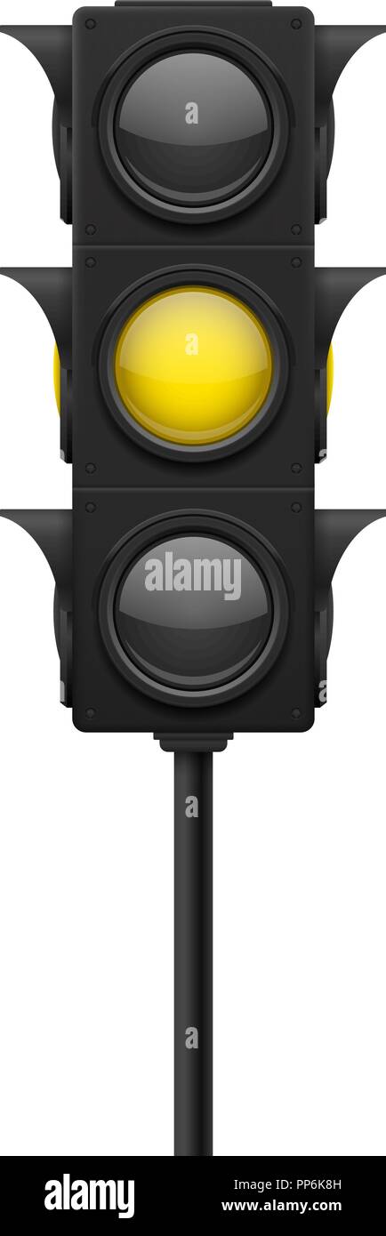 Traffic lights. Yellow lamp ON - warning sign Stock Vector Image & Art ...