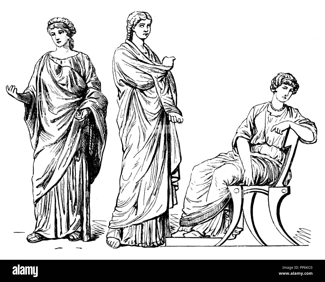 Roman ladies in stole and palla, anonym 1896 Stock Photo - Alamy