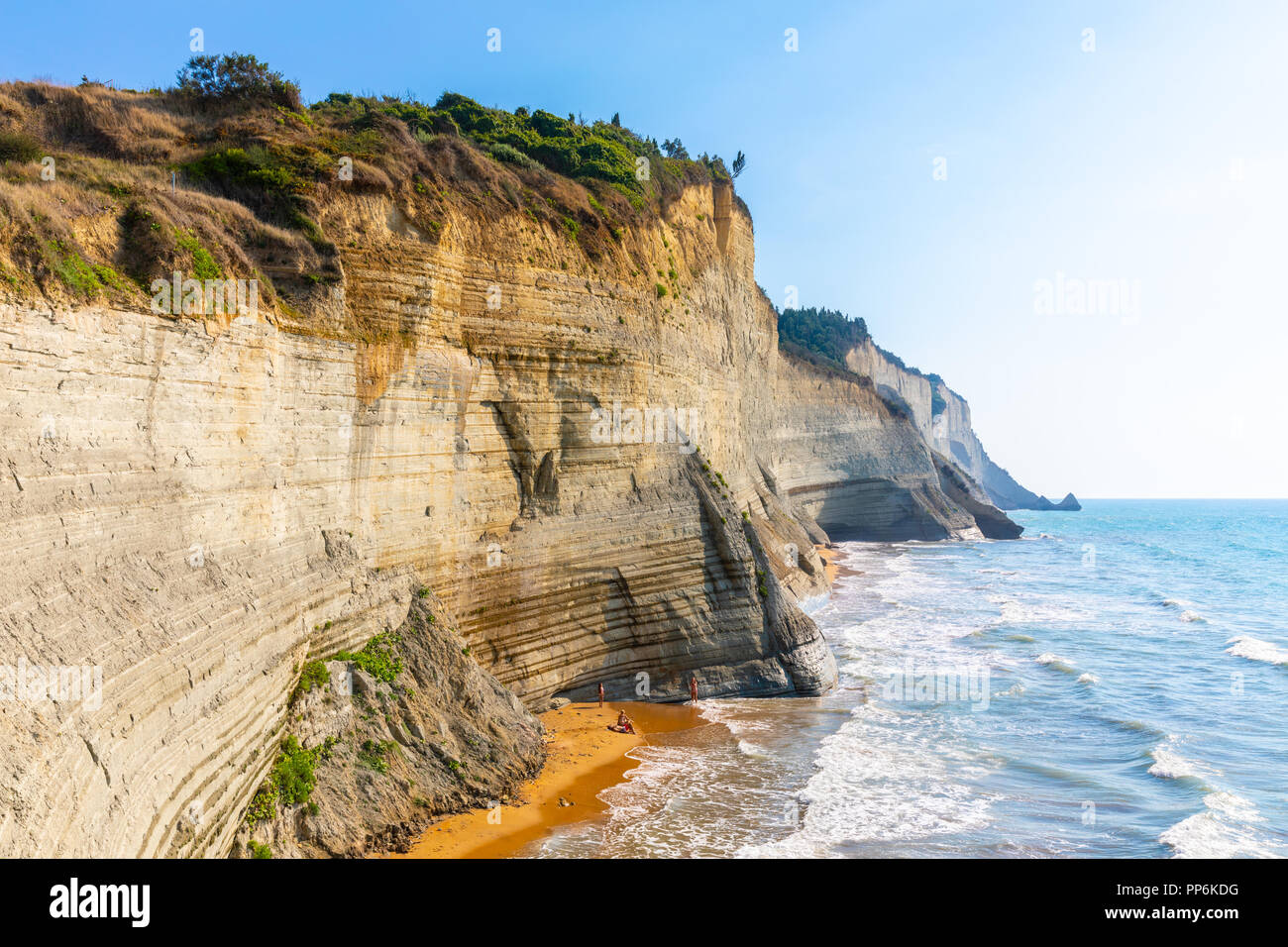 Logas Beach and amazing rocky cliff in Peroulades. Corfu. Greece Stock ...