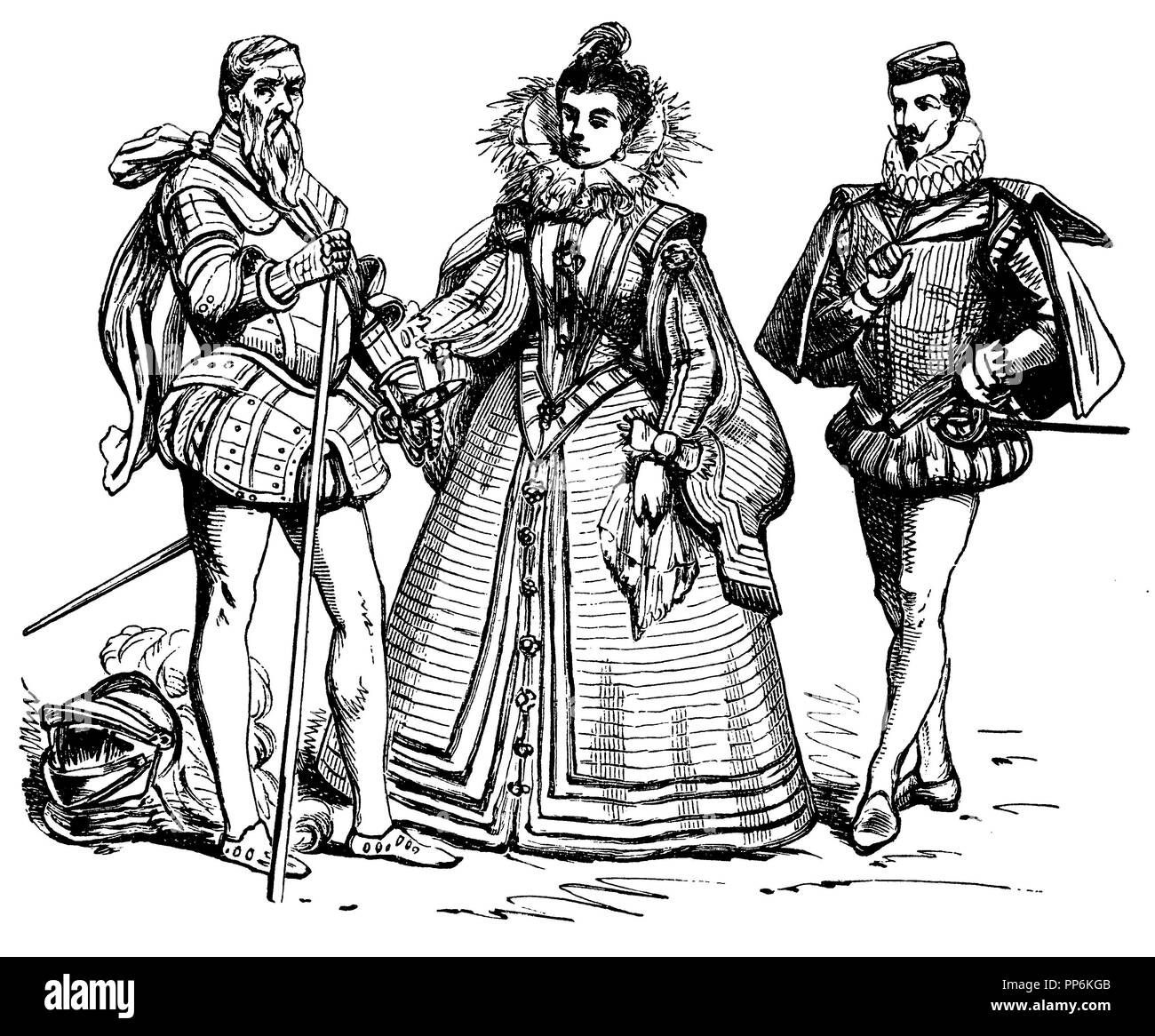 Spanish Costume (1550-1600), Spain, left: Duke Alba (1508-1582), right ...