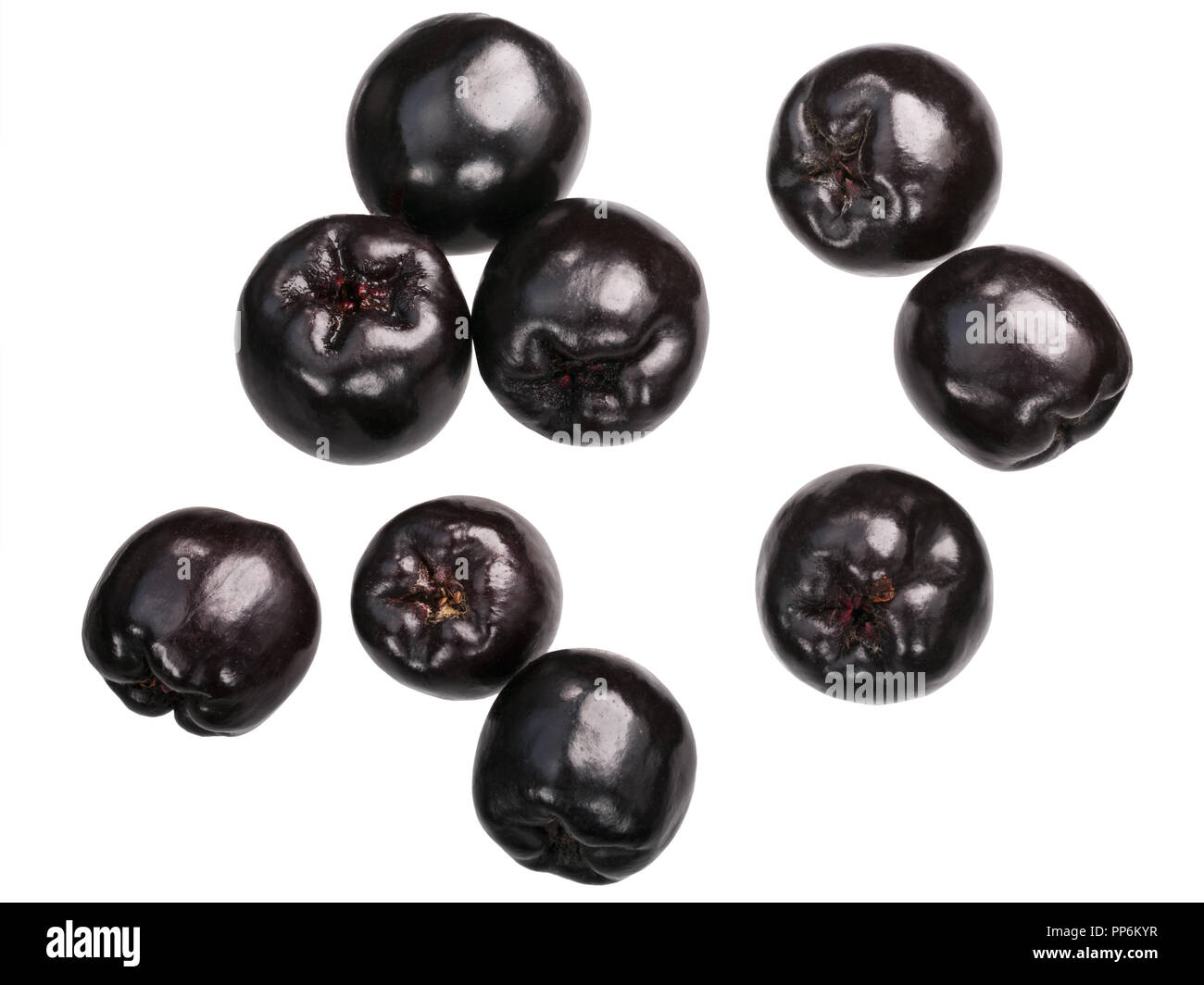 Black chokeberries (Aronia melanocarpa fruits), top view Stock Photo ...
