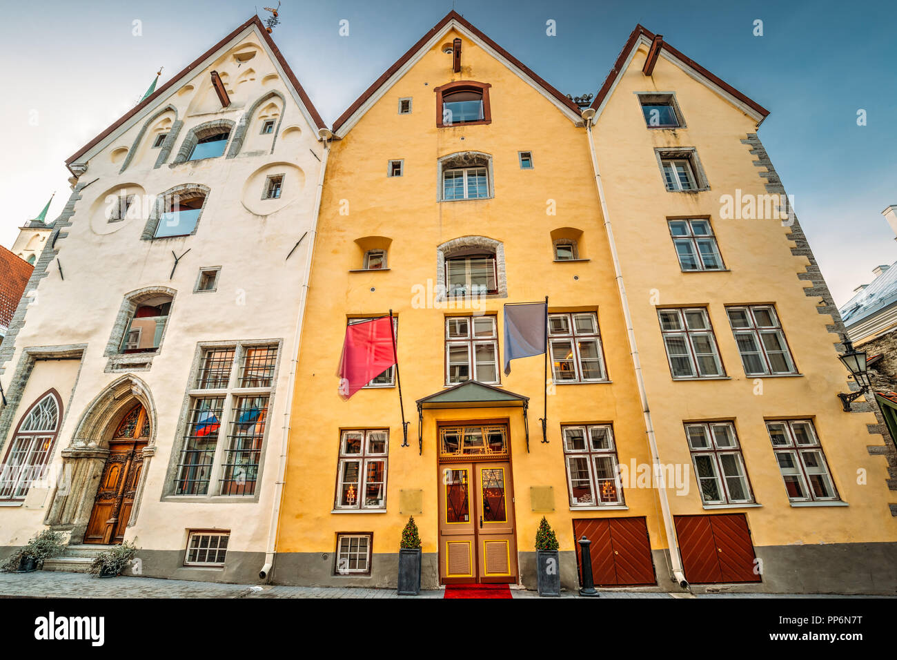 Tallinn, Estonia. Building Of Three Sisters Houses In Historical Center ...