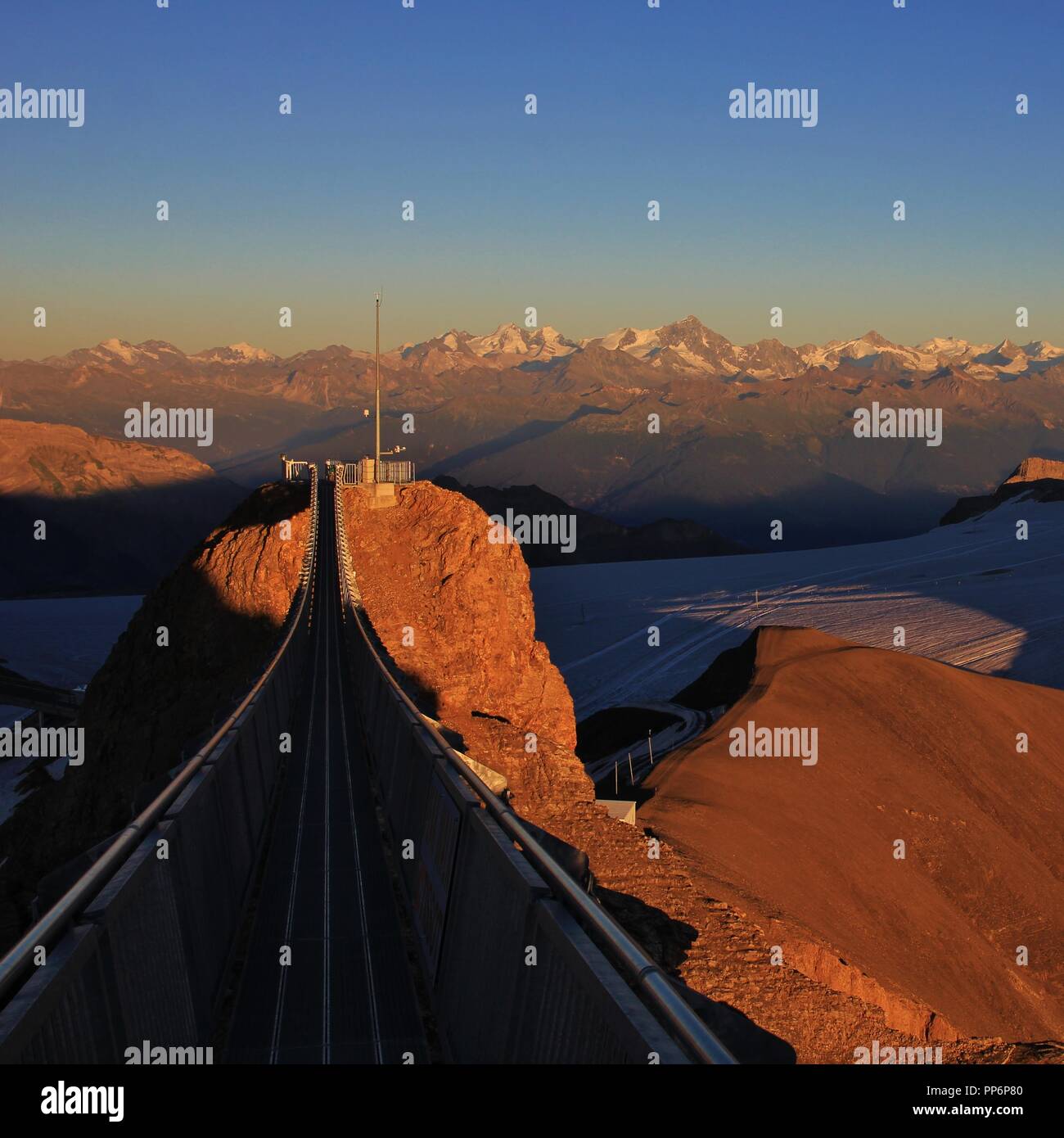 Sunset view from Glacier 3000, Gsteig Bei Gstaad, Switzerland Stock ...