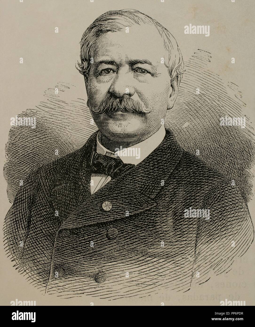 Ferdinand de Lesseps (1805-1894). French diplomat and entrepreneur. Engraving in The Illustrated ...