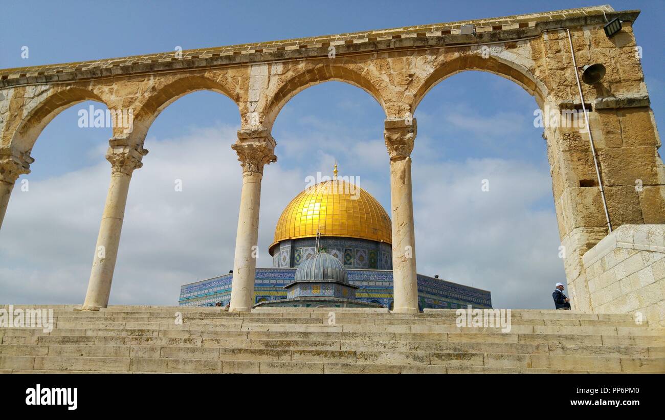 JERUSALEM, ISRAEL. March 19, 2017. Dome of the Rock Muslim sanctuary at ...