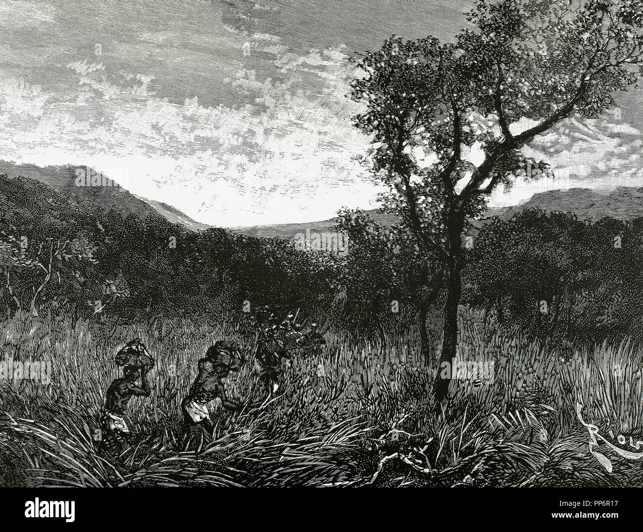 Congo. Expedition of Lieutenant Mizon, 1892. Departure to the source of ...