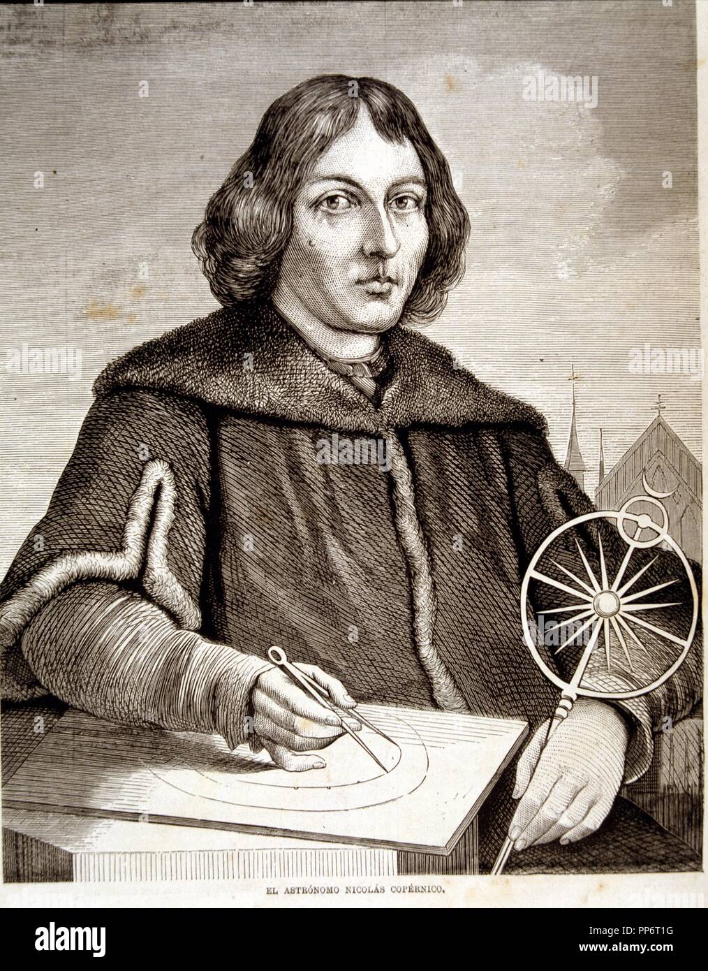 COPERNICO, NICOLAS. ASTRONOMO POLONIA. 1473-1543. GRABADO BIBLIOTECA ...