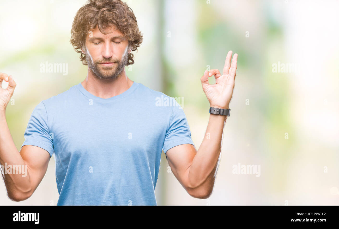 Handsome hispanic model man over isolated background relax and smiling ...