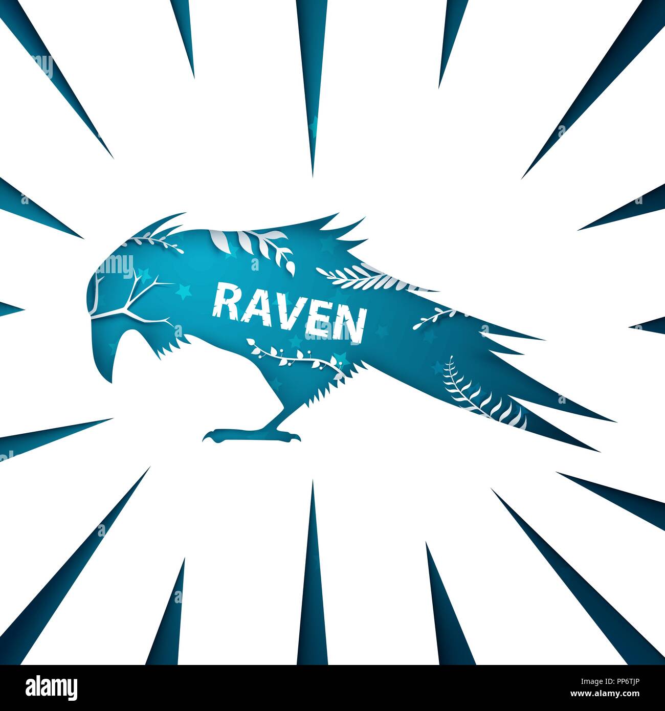 Cartoon paper landscape. Raven, crow illustration Stock Vector Image ...