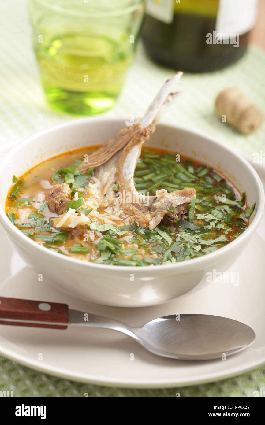 Soup Kharcho, traditional Georgian soup with meat and rice Stock Photo ...