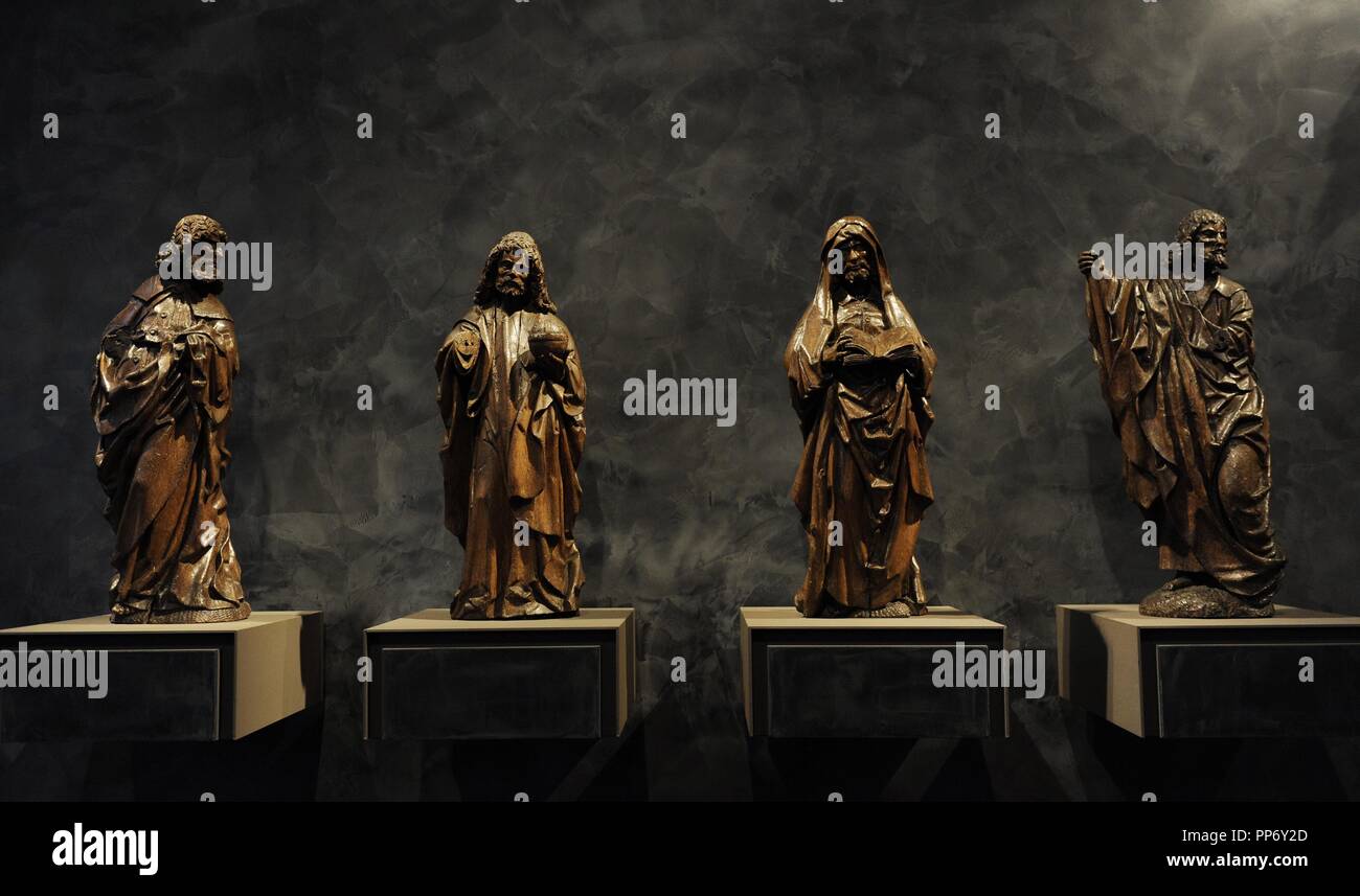 ARTE. PAISES BAJOS. S. XVI. Tallas de madera. Cristo con los apóstoles ...