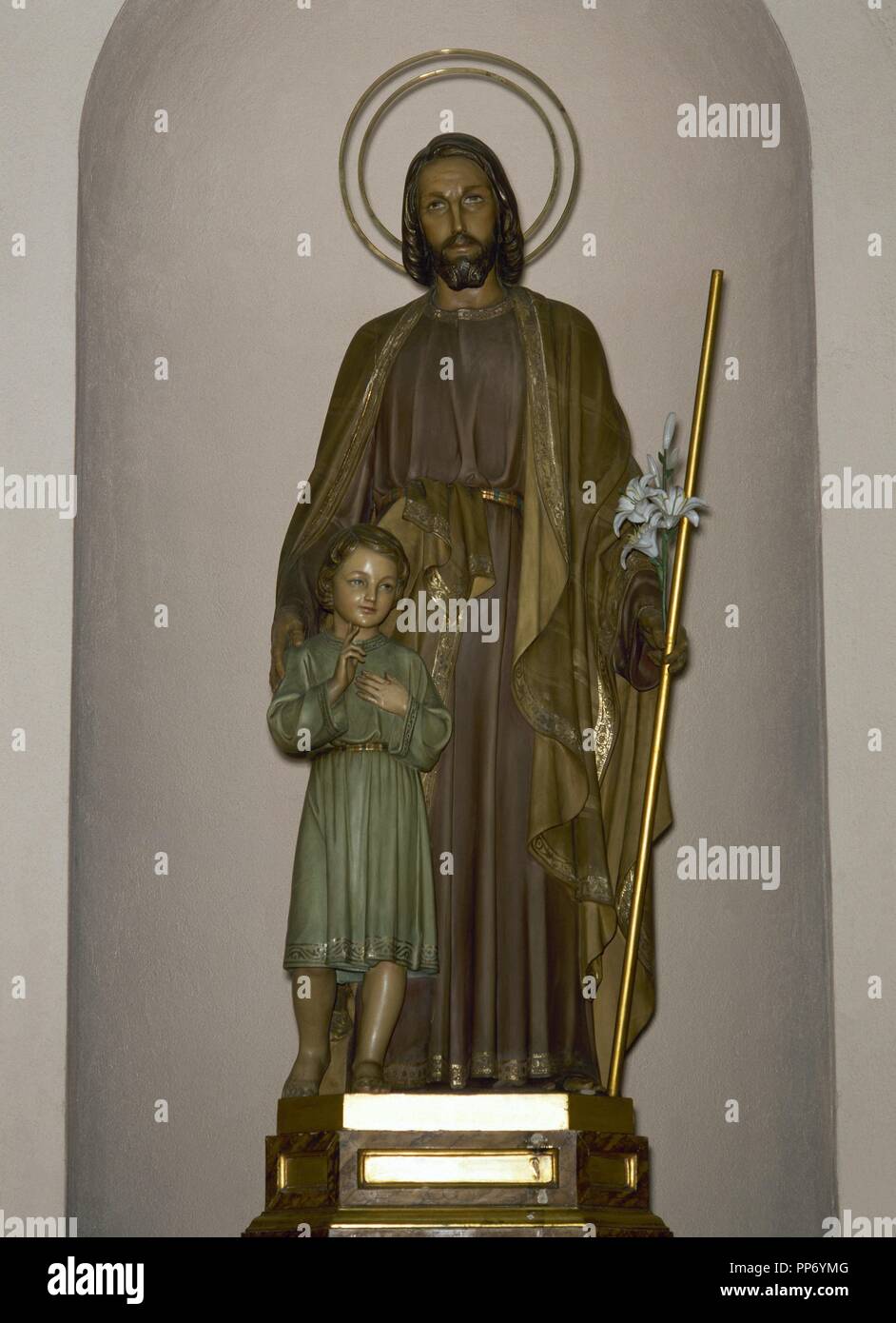 Saint Joseph. Father of Jesus. Statue depicting Joseph and the Infant ...