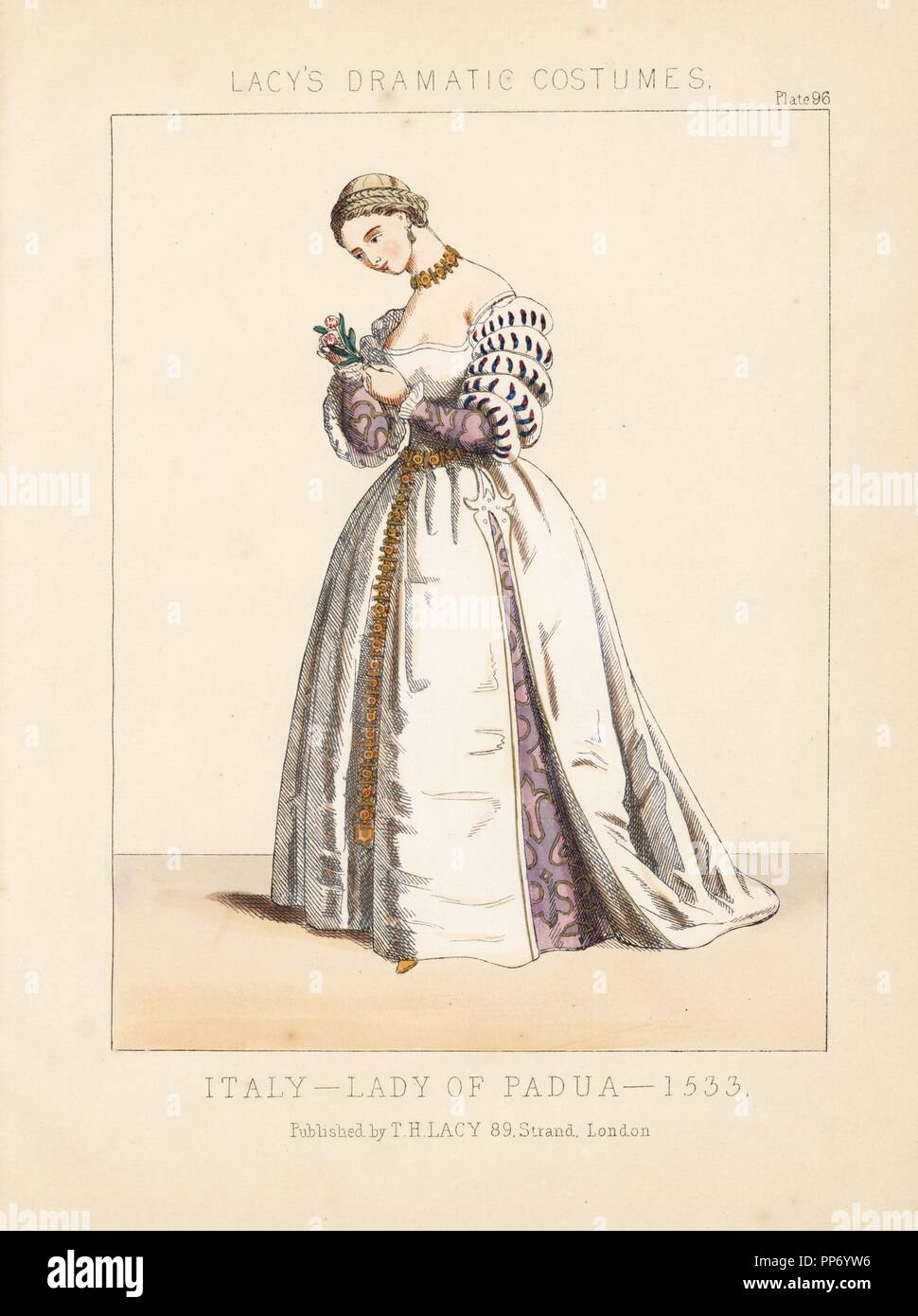 Lady of Padua, Italy, 1533. Handcoloured lithograph from Thomas Hailes ...