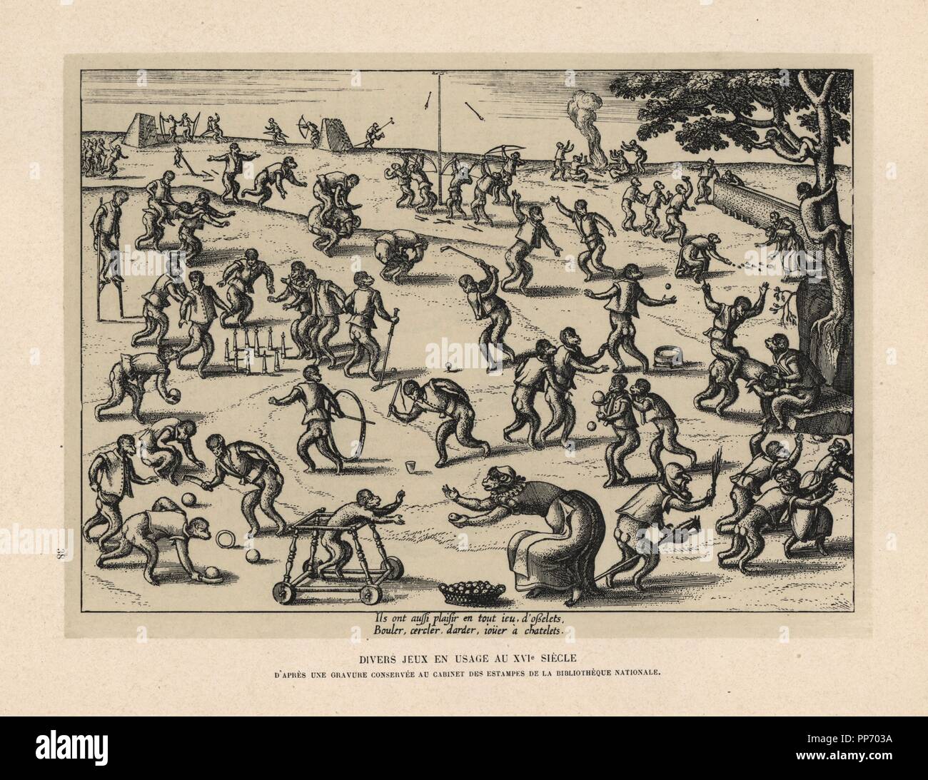 Monkeys playing golf, skittles, hoops, croquet, leapfrog, ball games ...