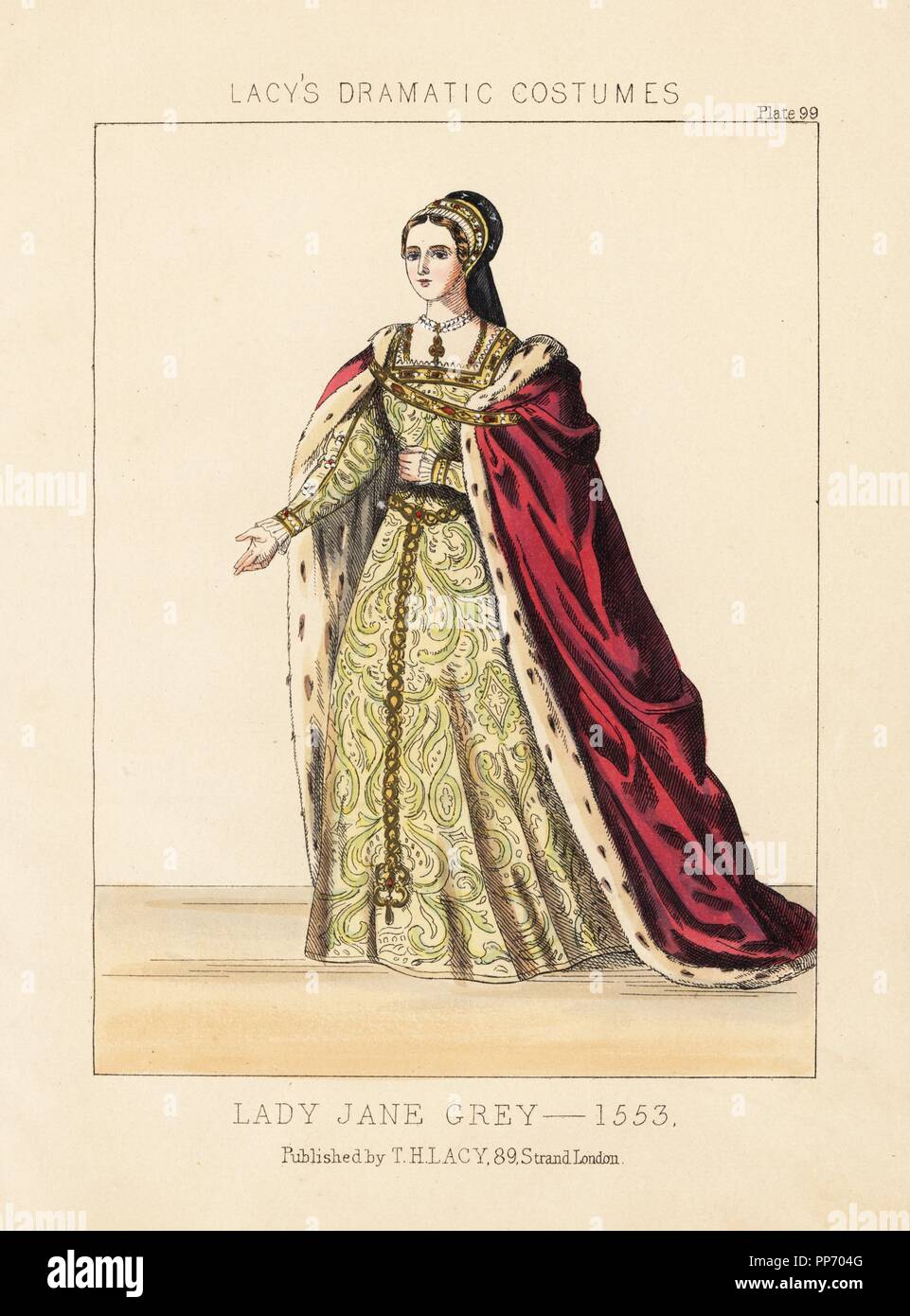Lady Jane Grey, 1553. She wears a crimson velvet cape lined with ermine ...
