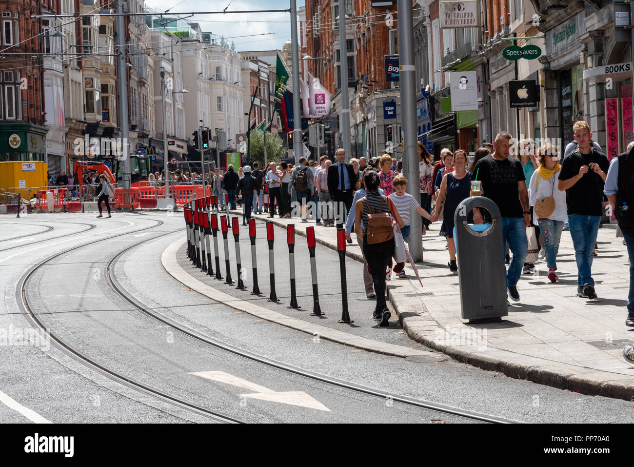 Dublin, Ireland--July 16, 2018. Dublin's streets are packed with ...