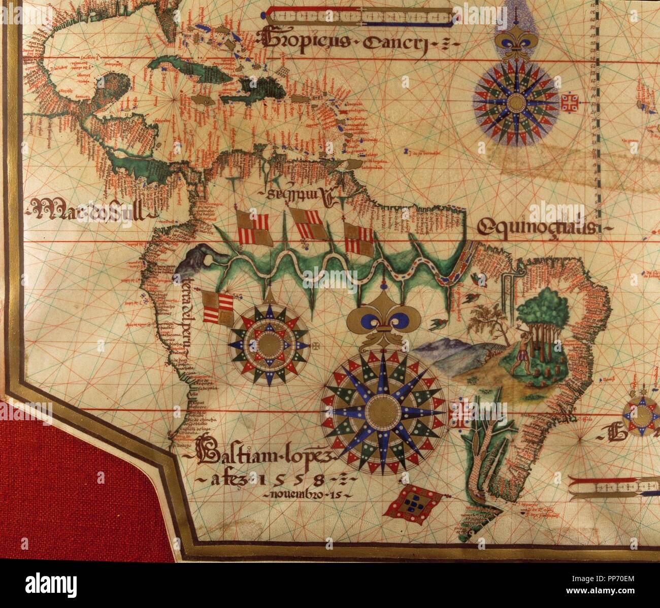 CARTOGRAFIA. RIO AMAZONAS. MAPA DE SEBASTIAN LOPEZ ( 1558 ) DETALLE ...