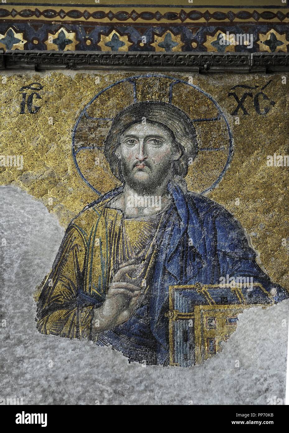 Hagia Sophia. Mosaic of the Deesis. Detail of Christ in Majesty. 13th ...