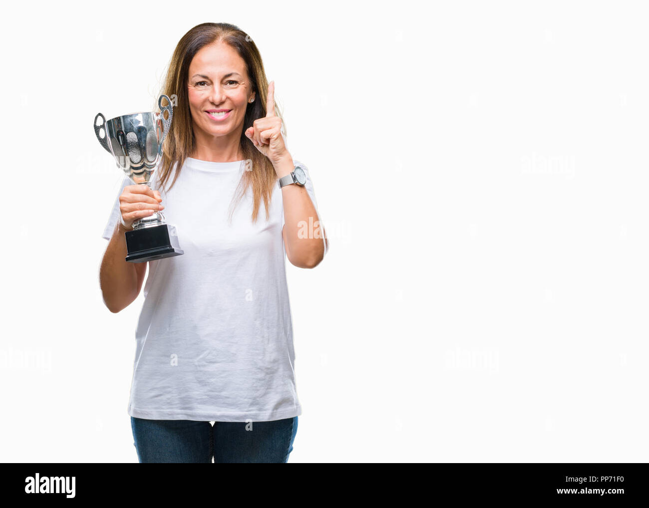 Hispanic senior woman surprised expression Cut Out Stock Images ...