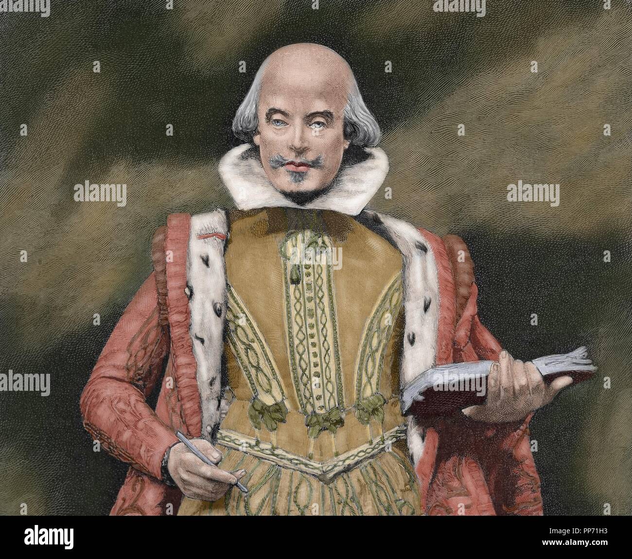 William Shakespeare (1564-1616). British writer. Portrait. Engraving by ...