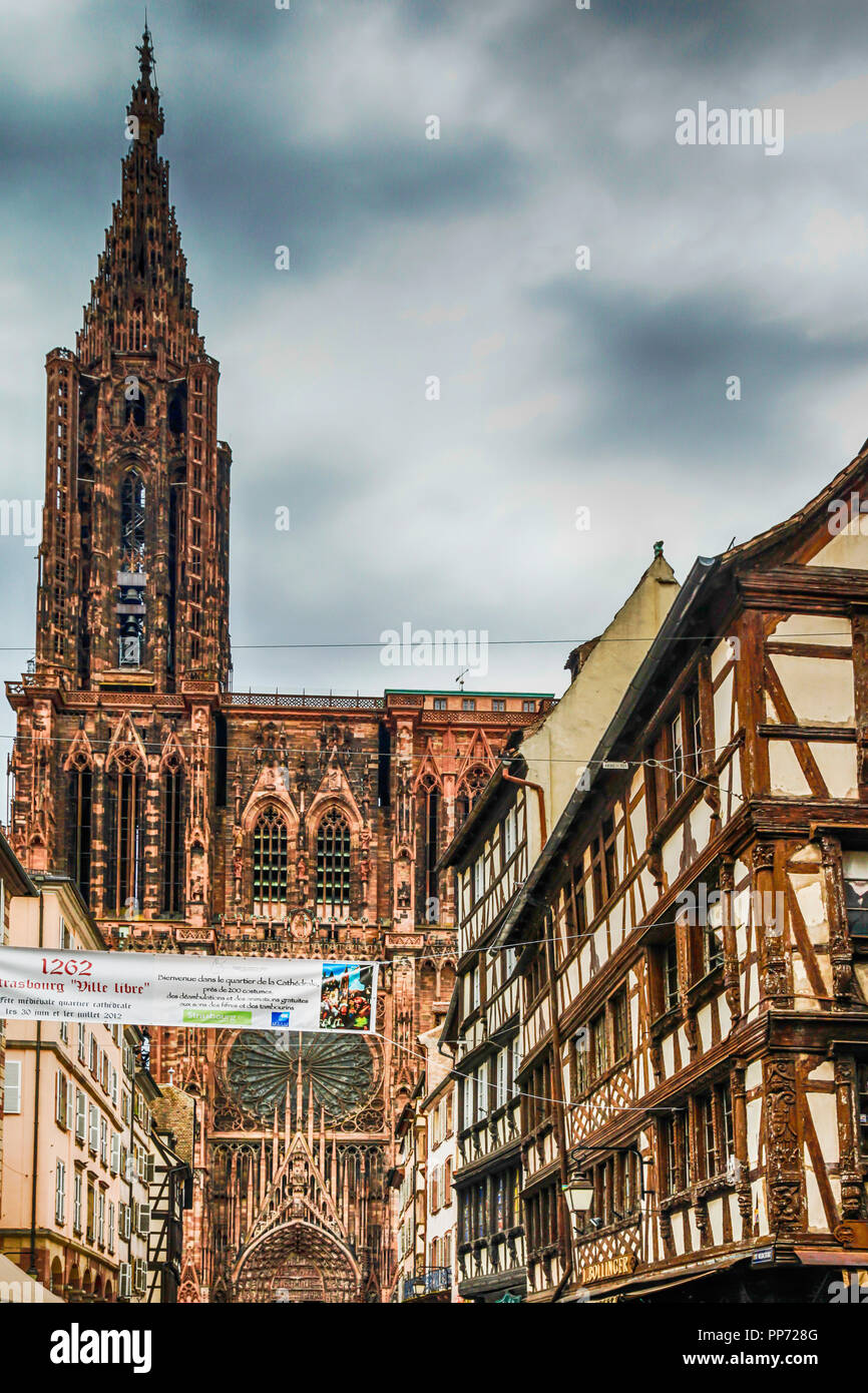 A partial view of the historical landmark, the Cathedral Notre Dame ...