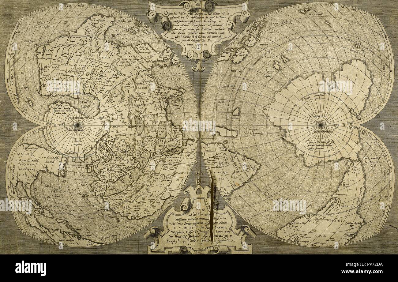 World map. Italian engraving. 16th century Stock Photo - Alamy