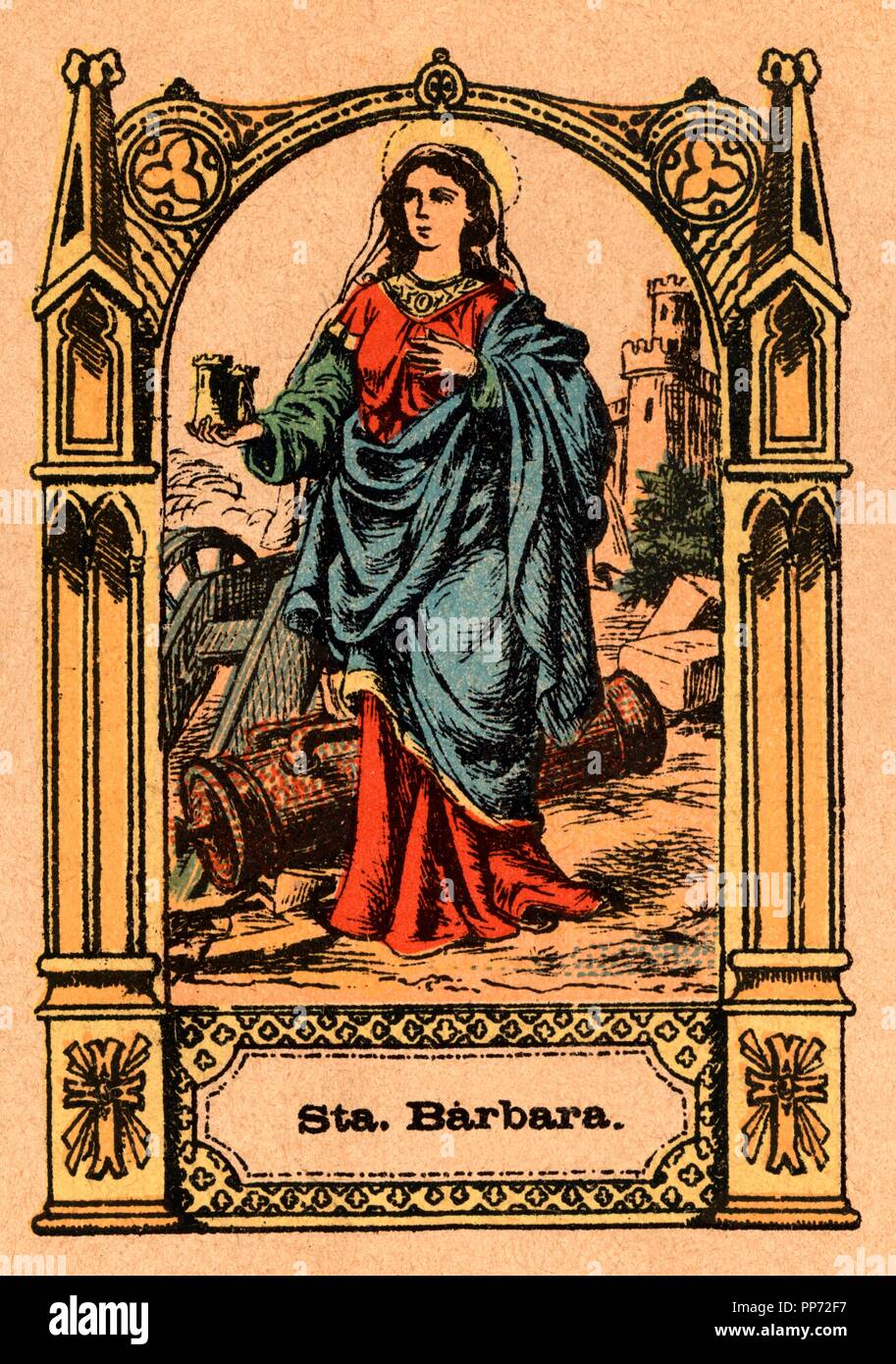 Santa Bárbara, virgen y mártir del siglo III. Litografía de 1880 Stock ...