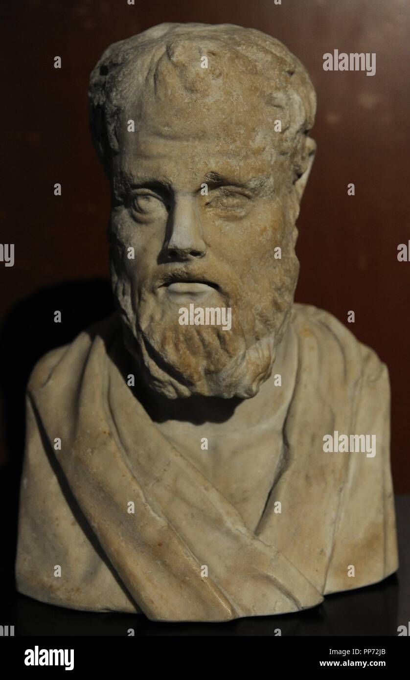 Isokrates (436-338 BC). Athenian orator. Bust. Roman copy after a ...