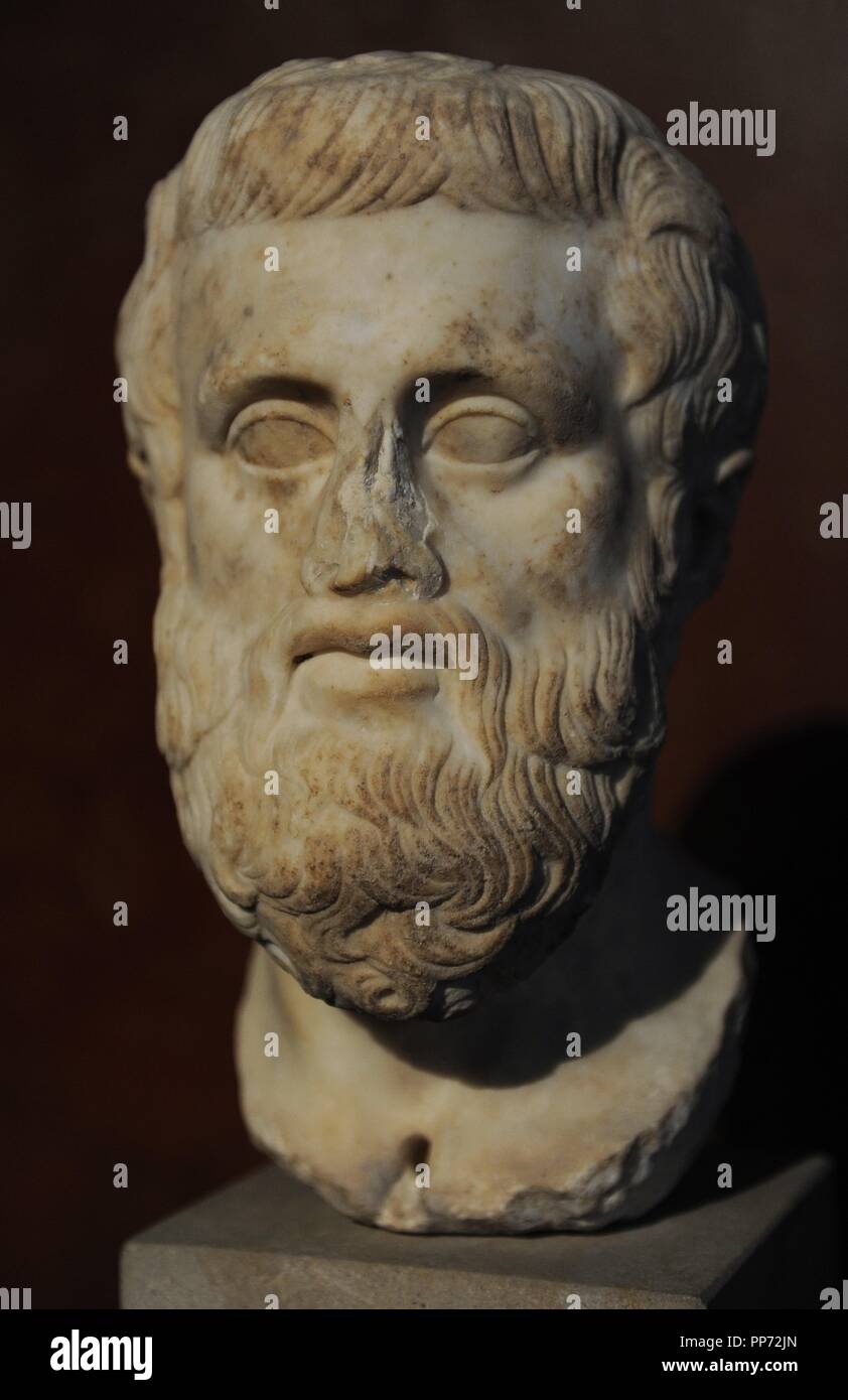Sophocles (497-406 BC). Bust. Greek tragedian. Marble. Roman copy of ...
