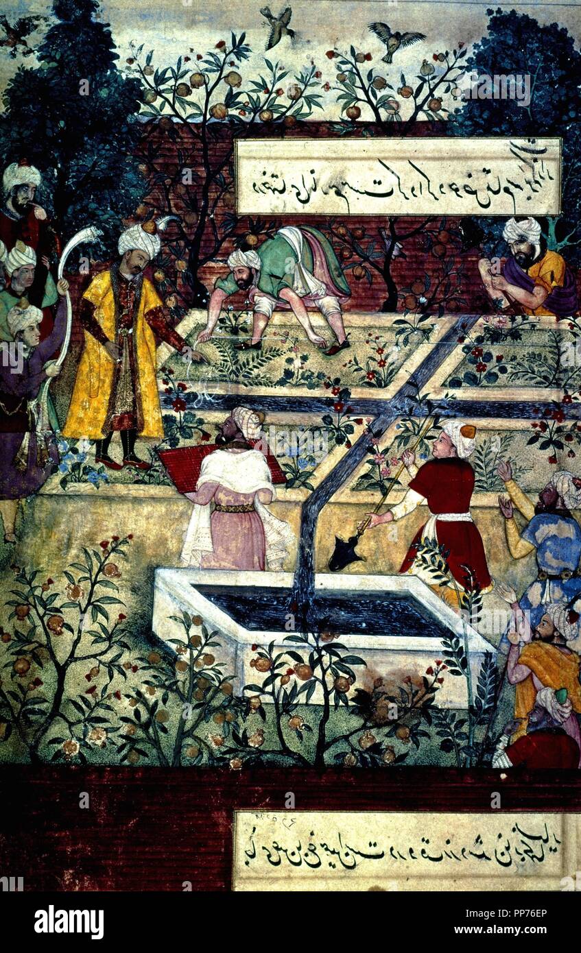 Memorias de Babur - Emperador con su proyecto del jardín de Bagh-i-Wafa ...