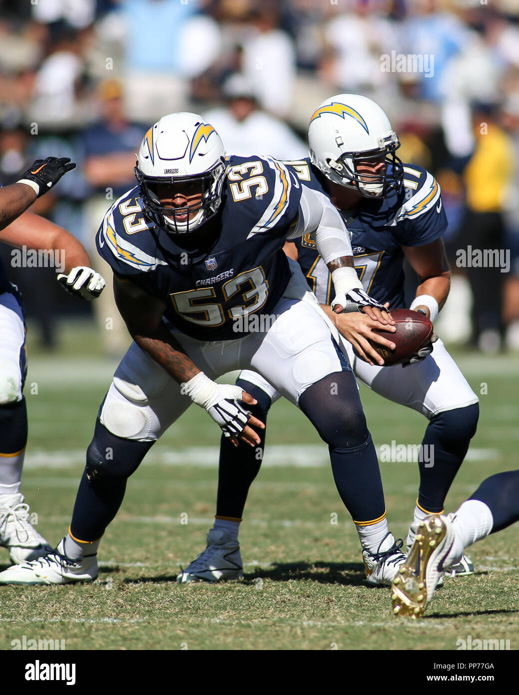 Los Angeles, CA, USA. 23rd Sep, 2018. Los Angeles Chargers center Mike ...