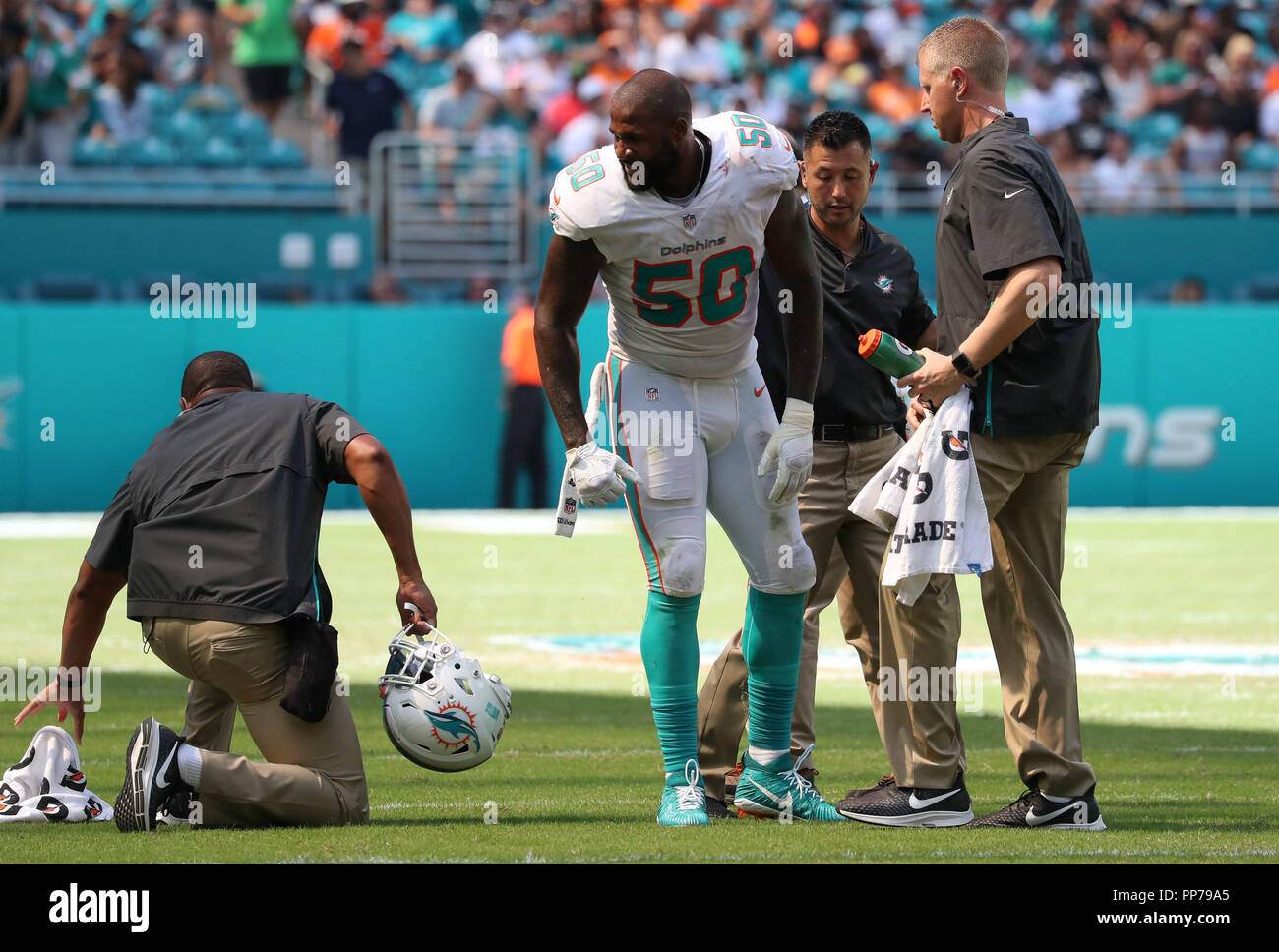 Miami Gardens, Florida, USA. 23rd Sep, 2018. Miami Dolphins defensive ...