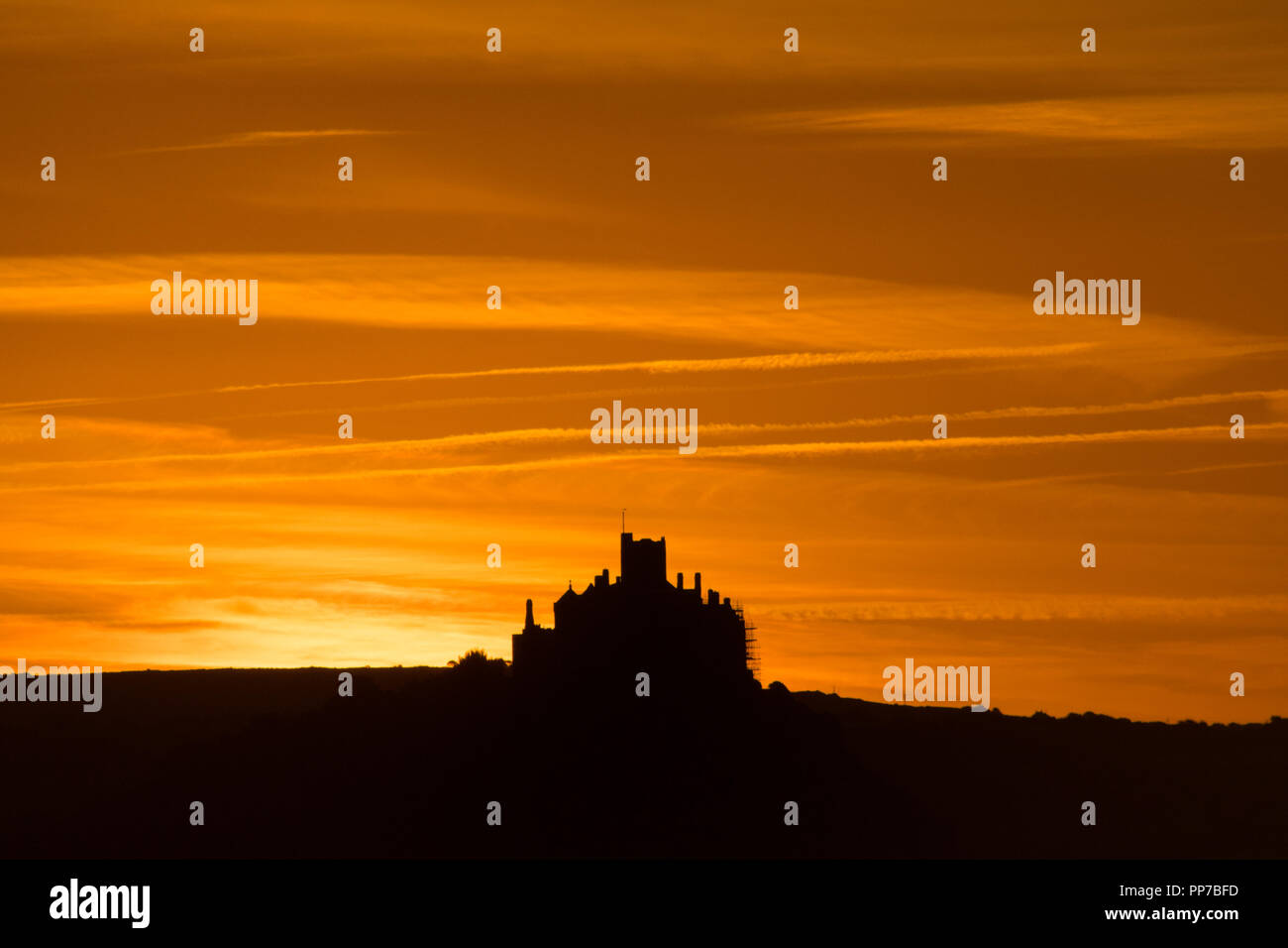 Penzance, Cornwall, UK. 24th September 2018. UK Weather. Early clouds ...