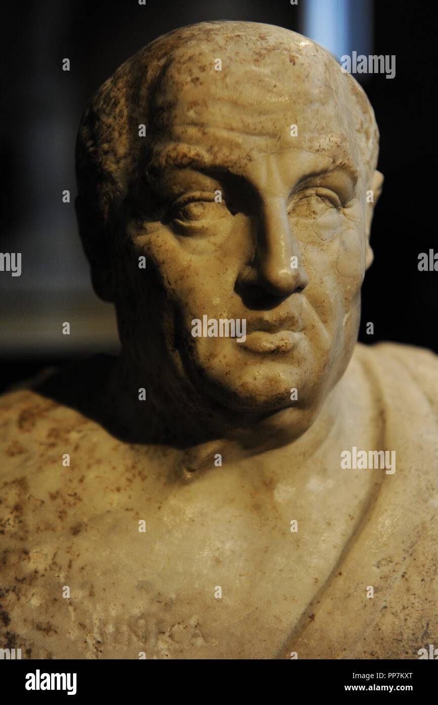 Doble busto de Sócartes y Séneca. Detalle del retrato de LUCIO ANNEO ...