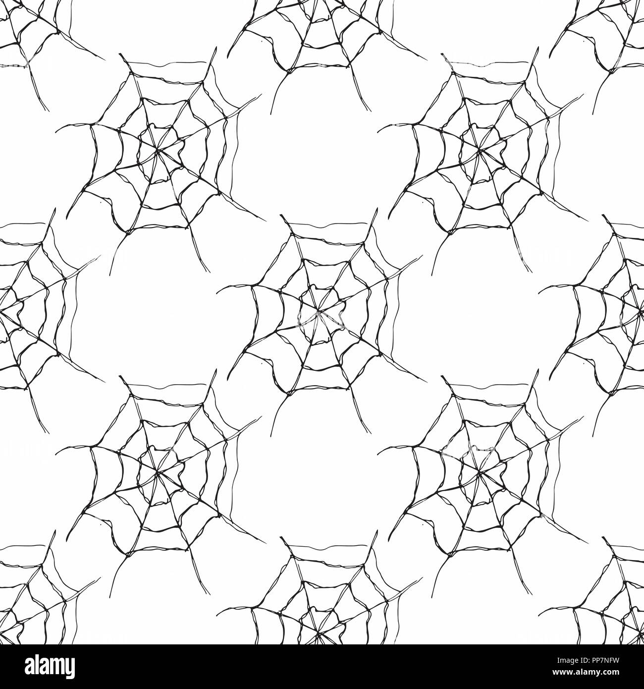 Spider web seamless pattern vector illustration. Hand drawn sketched ...