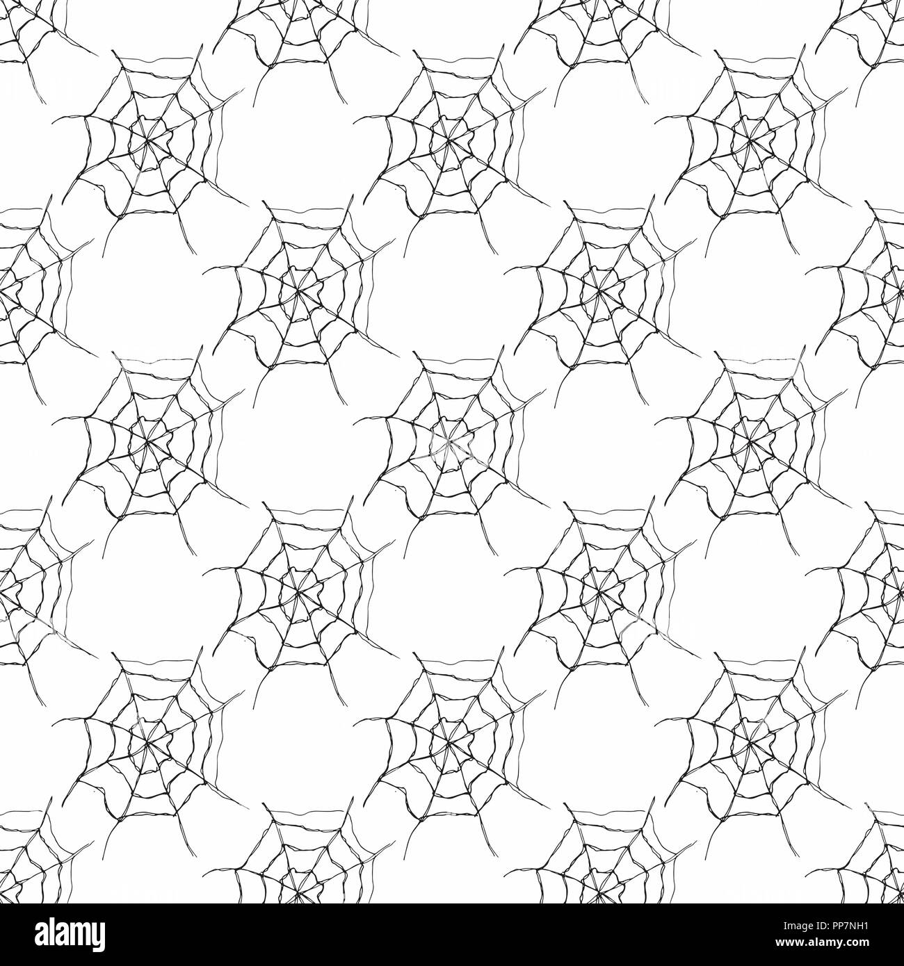 Spider web seamless pattern vector illustration. Hand drawn sketched ...