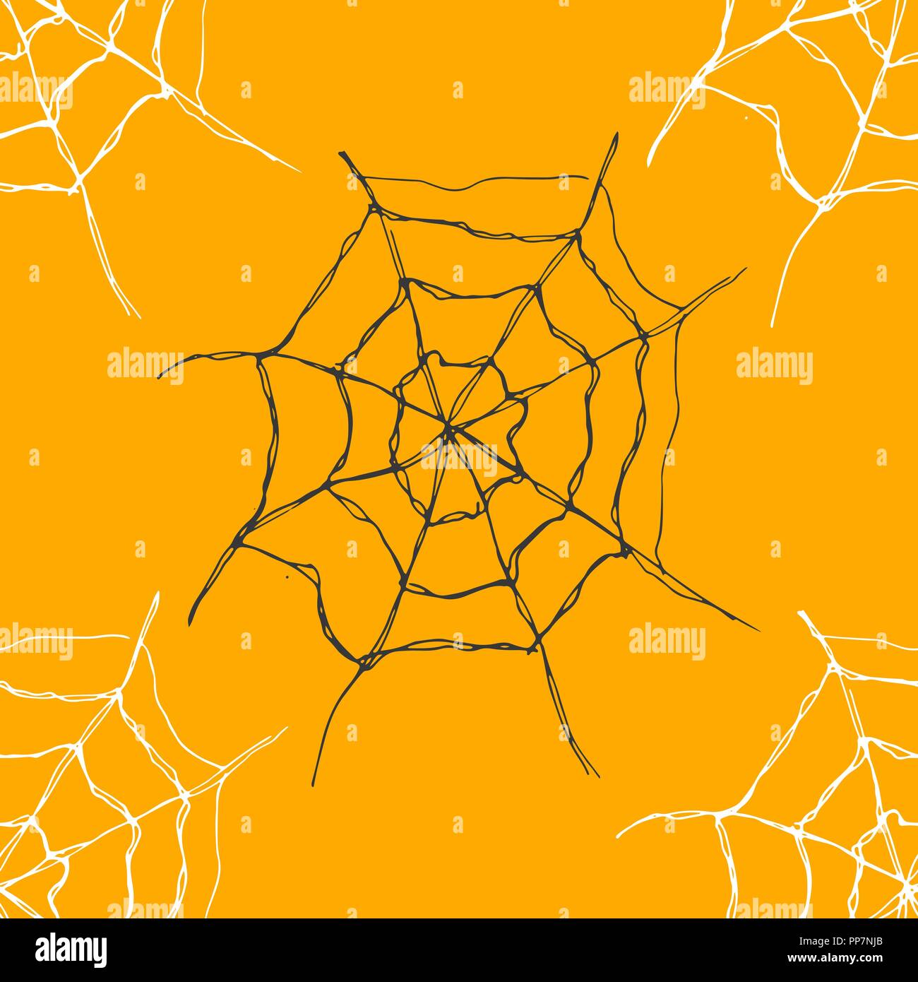 Spider web seamless pattern vector illustration. Hand drawn sketched ...