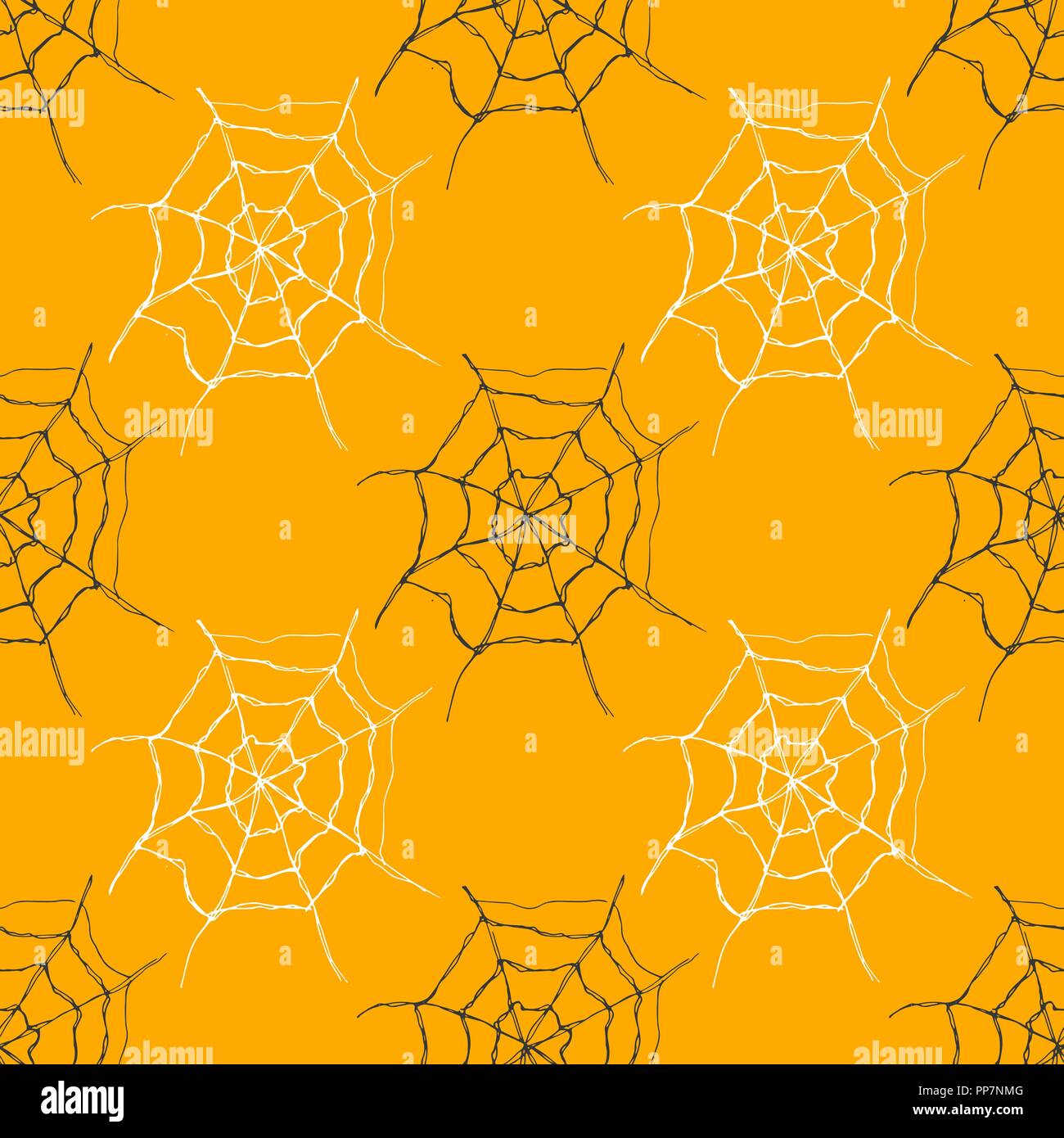 Spider web seamless pattern vector illustration. Hand drawn sketched ...