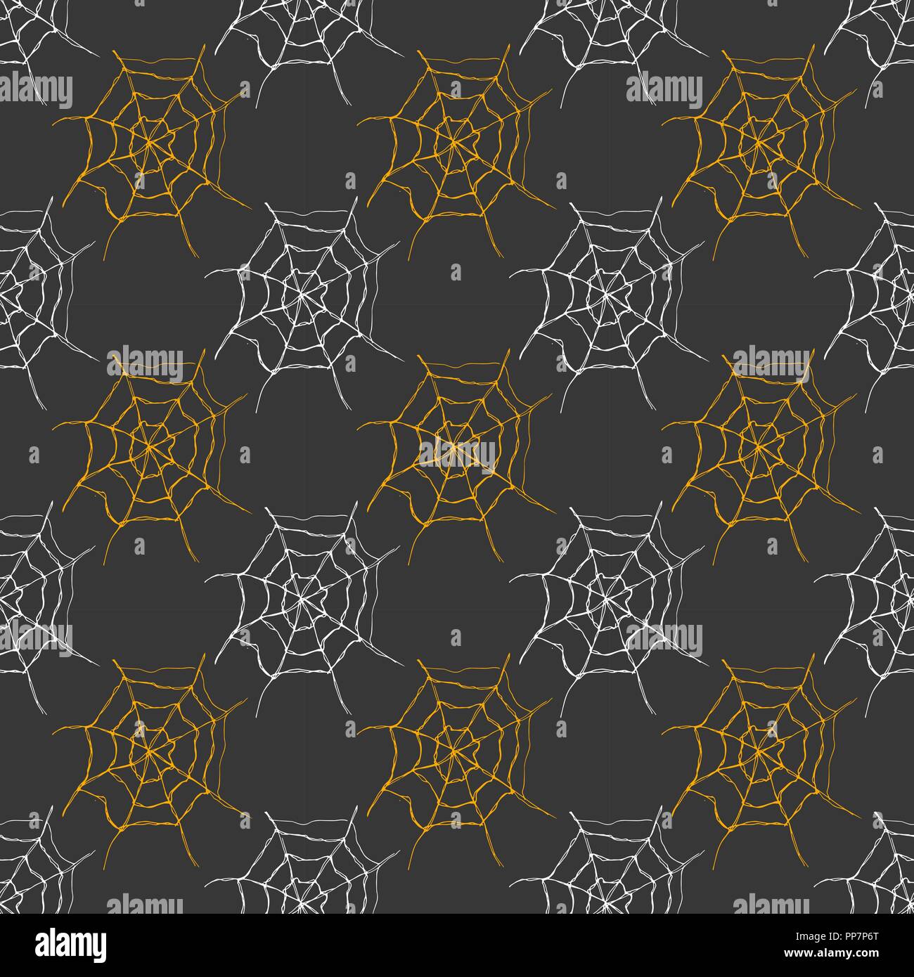 Spider web seamless pattern vector illustration. Hand drawn sketched ...